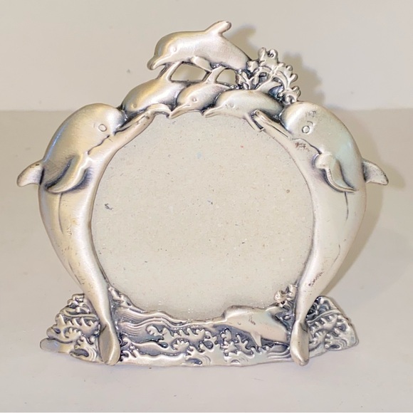 MT | Accents | Vintage Pewter Dolphins Waves Photo Picture Frame ...